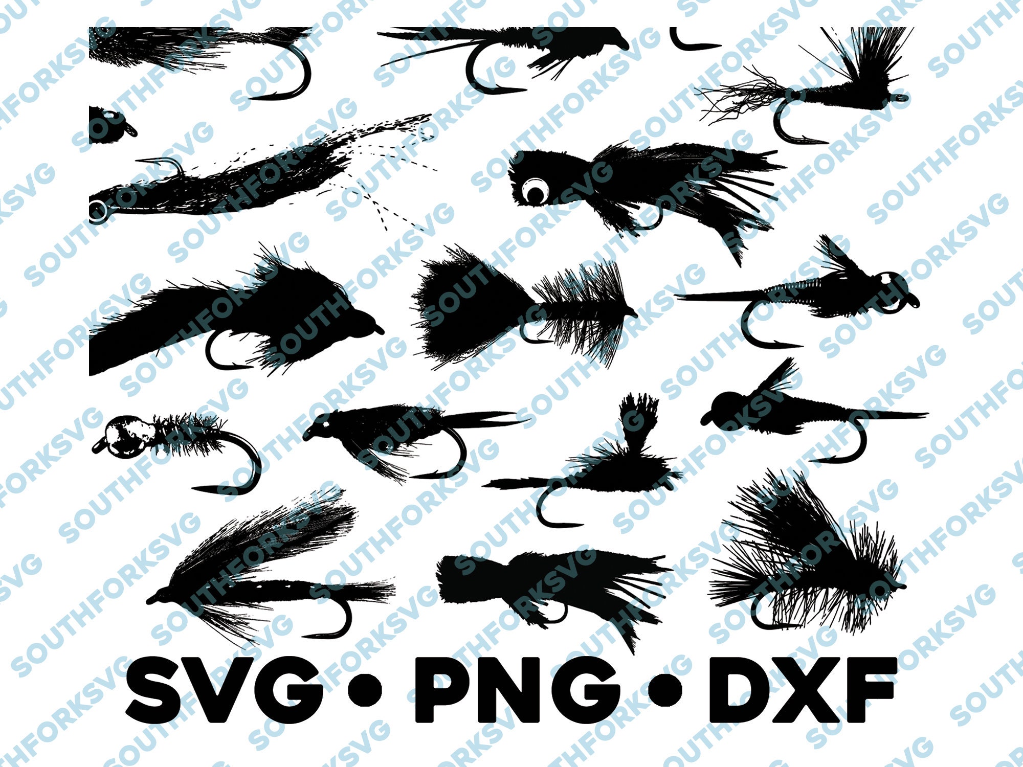 Fly Fishing Pattern Lure SVG PNG DXF Laser Bundle Dry Nymph Streamer ...