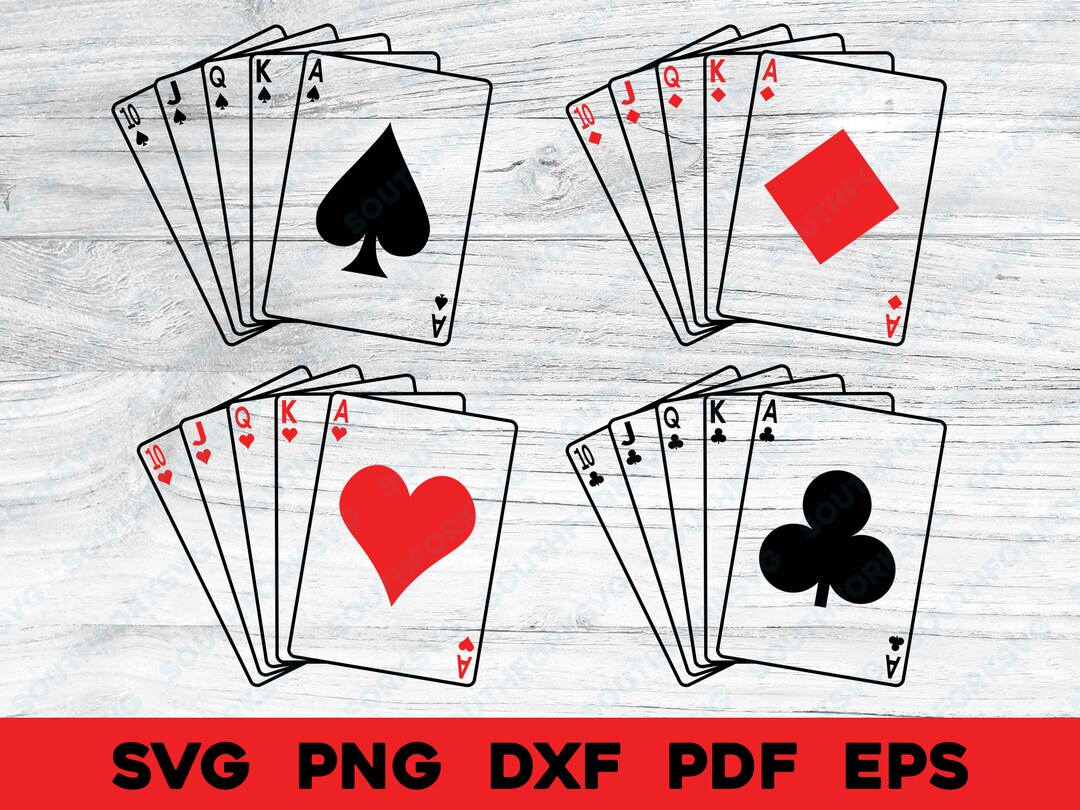 Royal Flush Playing Cards Svg Png Dxf Eps Pdf Transparent Cut File ...