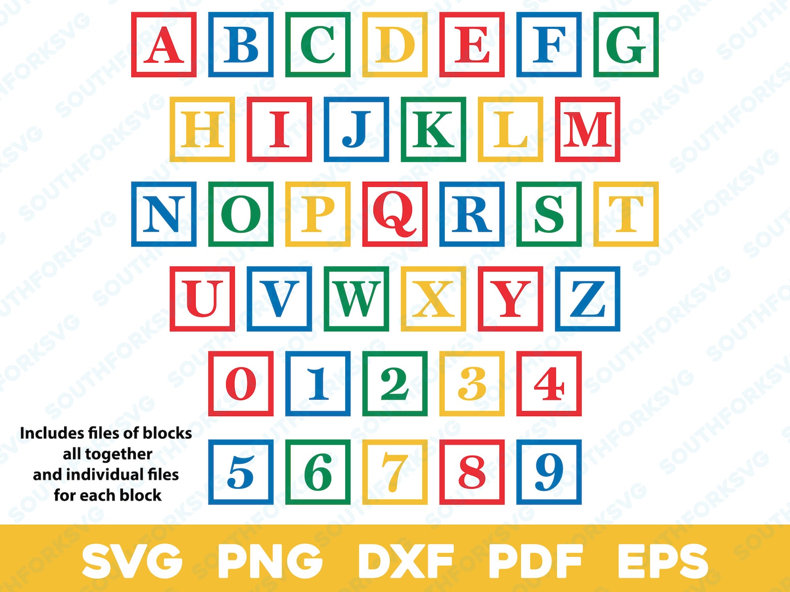 Alphabet Blocks Svg Png Dxf Eps Pdf Bundle | Baby Letter Blocks A-Z 0-9 ...