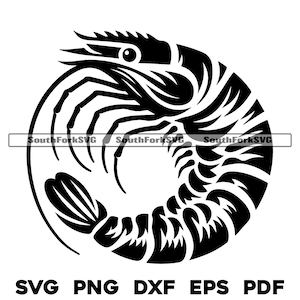 Shrimp Design Svg Png Dxf Eps Pdf | Laser Engrave Cut Print Files ...