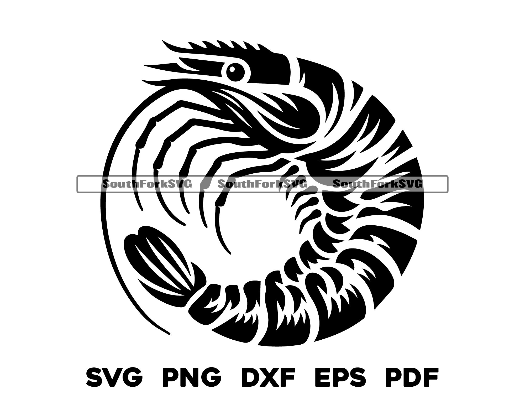 Shrimp Design Svg Png Dxf Eps Pdf Laser Engrave Cut Print Files Vector ...