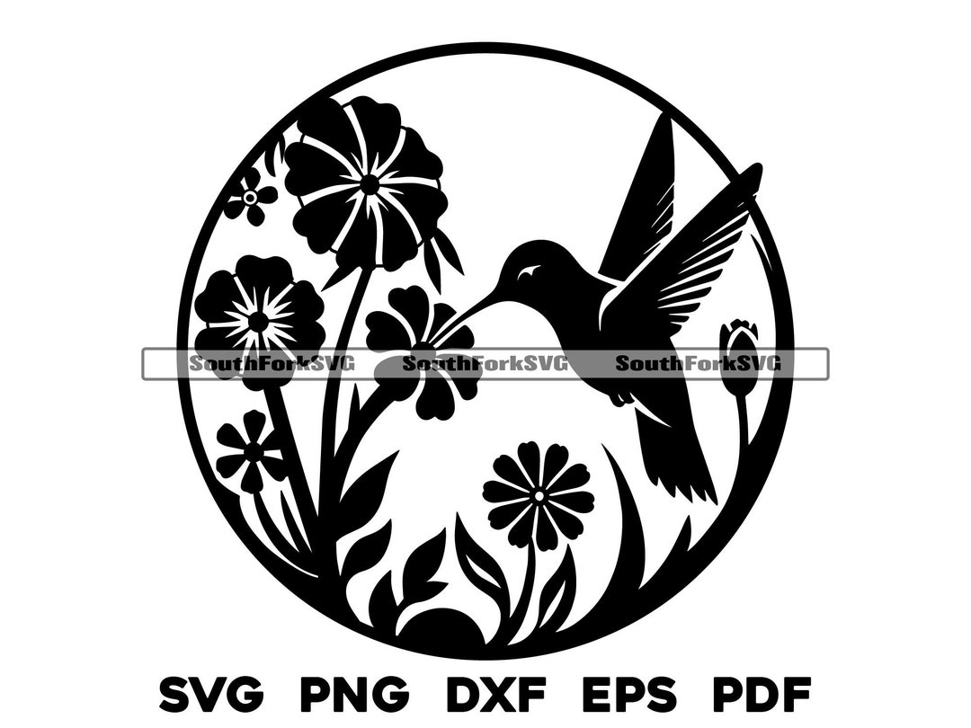 Hummingbird Feeding Svg Png Dxf Eps Pdf | Laser Engrave Cut Print Files ...