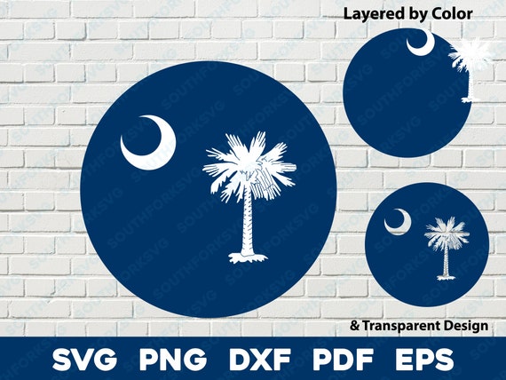 South Carolina State Flag Circle Svg Png Dxf Eps Pdf Vector - Etsy