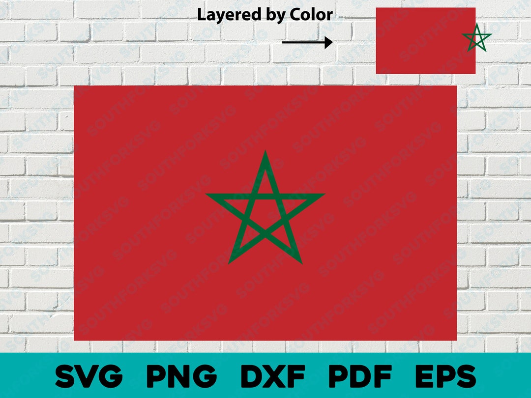Morocco National Country Flag | Svg Png Dxf Eps Pdf | Layered by Color ...