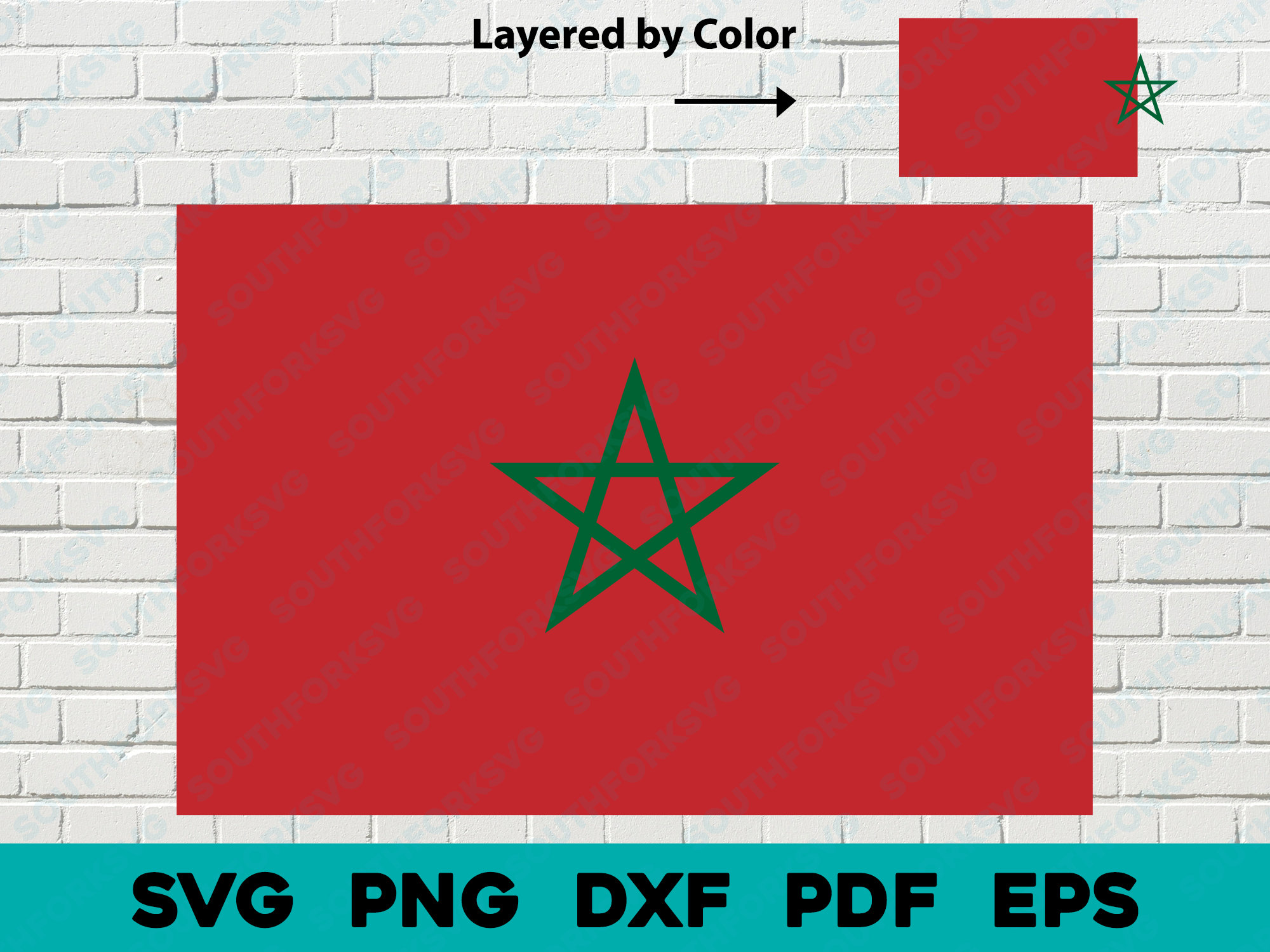 Maroc National Country Flag svg png dxf eps pdf superposé par - Etsy France
