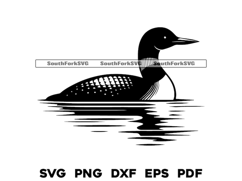 Simple Loon Bird in Water Svg Png Dxf Eps Pdf Vector Graphic Design Cut ...