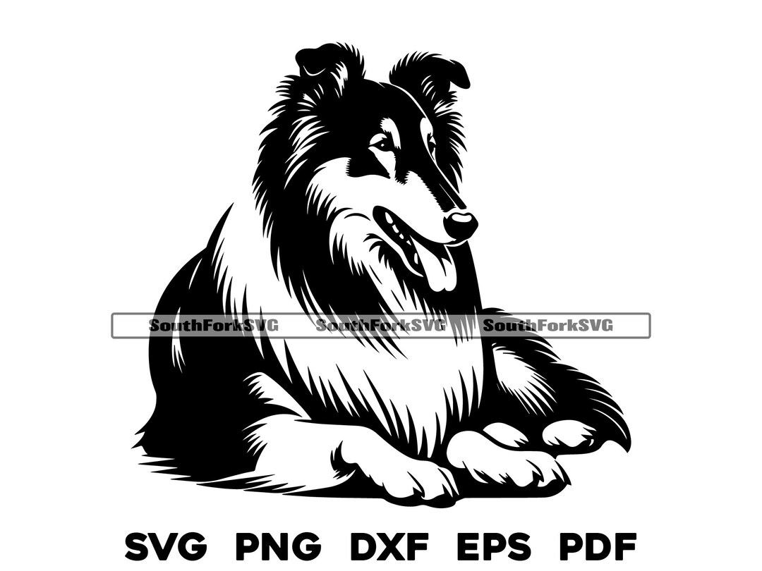 Collie Dog Laying Design | Svg Png Dxf Eps Pdf | Vector Graphic Cut ...