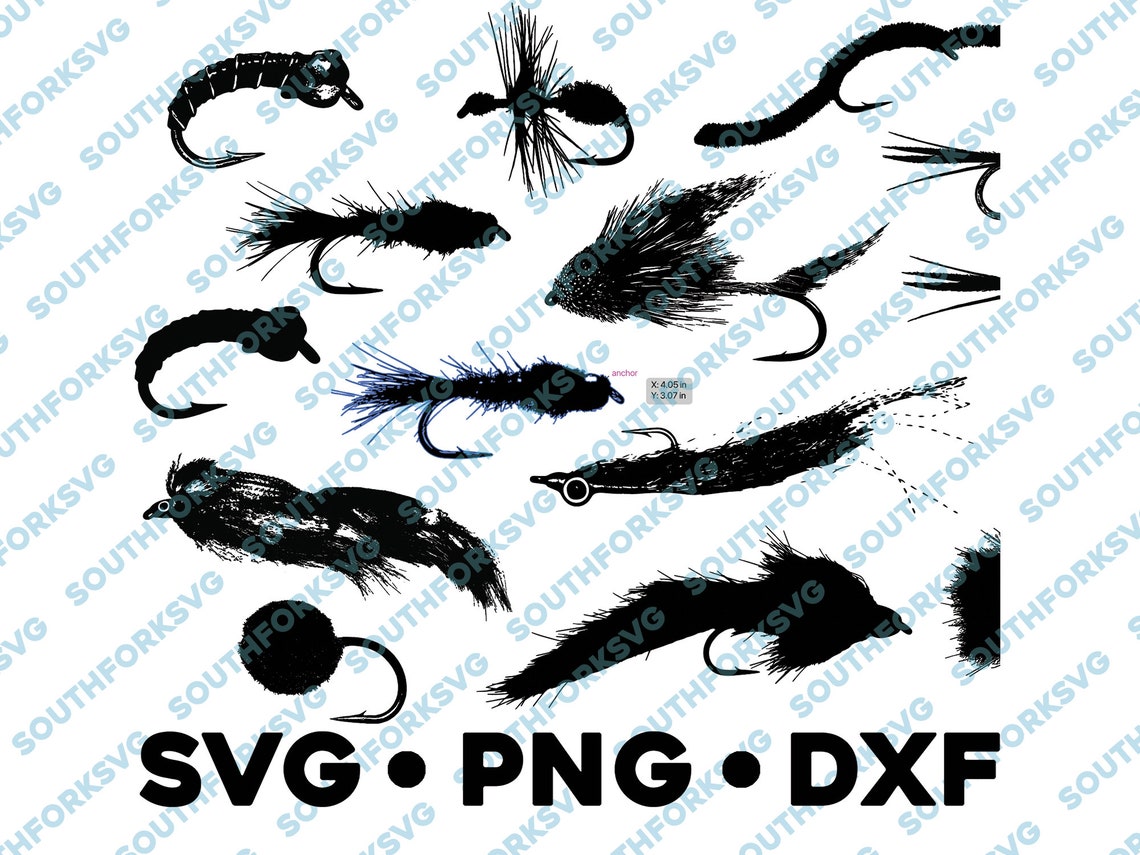 Fly Fishing Pattern Lure SVG PNG DXF Laser Bundle Dry Nymph Streamer ...
