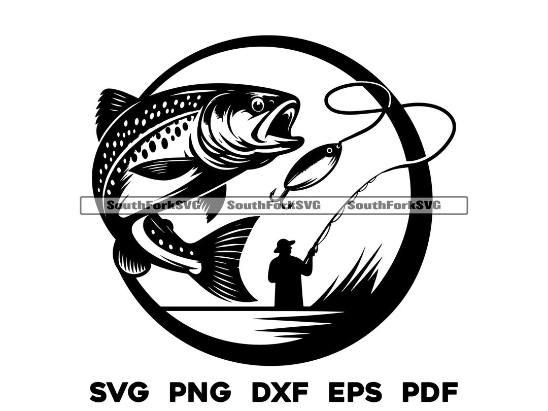 Trout Fishing Design Logo | Svg Png Dxf Eps Pdf | Vector Graphic Cut ...
