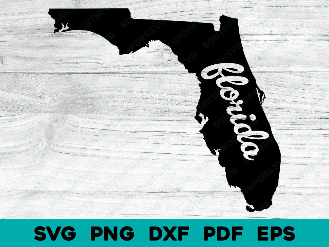 Florida State Silhouette With Scripted Text | Svg Png Dxf Eps Pdf ...