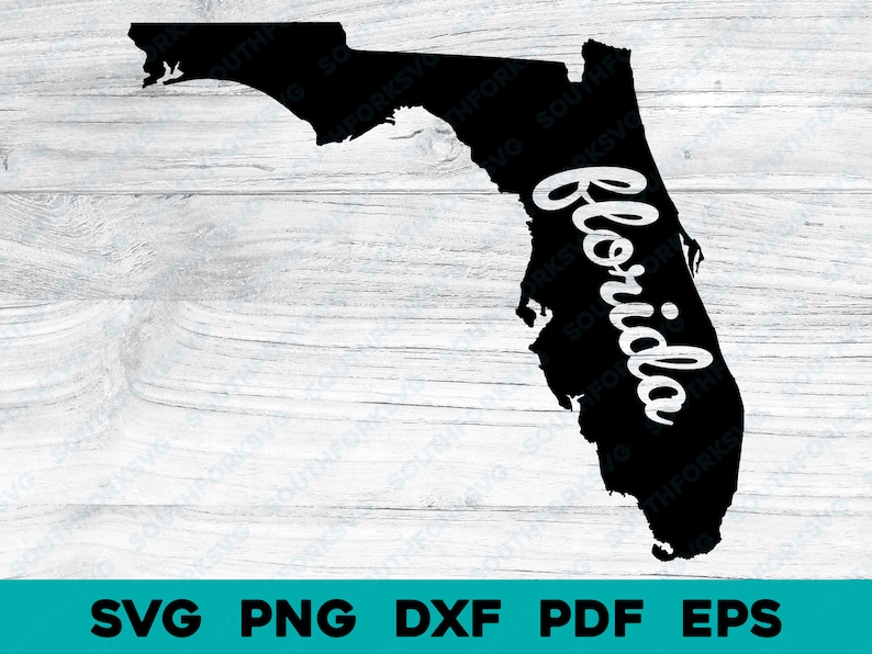 Florida State Silhouette With Scripted Text Svg Png Dxf Eps Pdf Vector ...