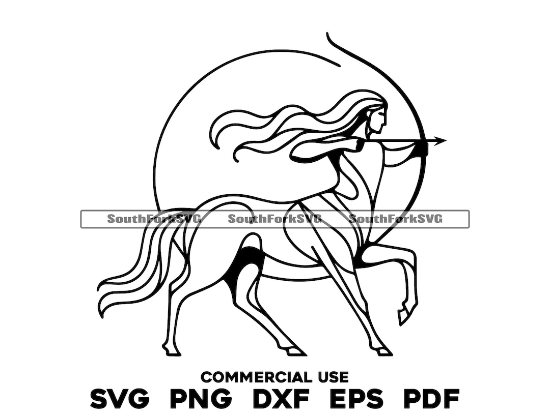 Sagittarius Zodiac Sign Line Art Svg Png Dxf Pdf Eps | Vector Graphic ...