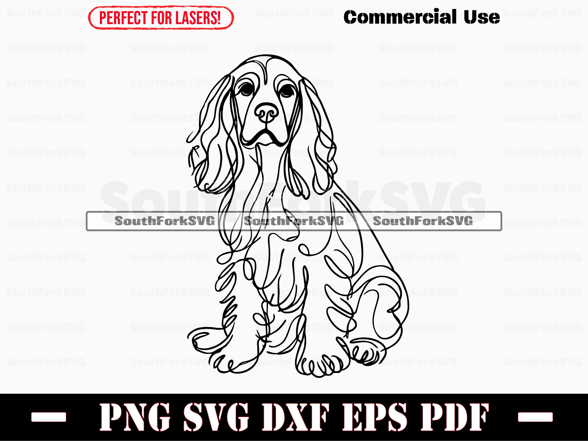 Cocker Spaniel Dog Line Art | Svg Png Dxf Eps Pdf | Vector Graphic Cut ...
