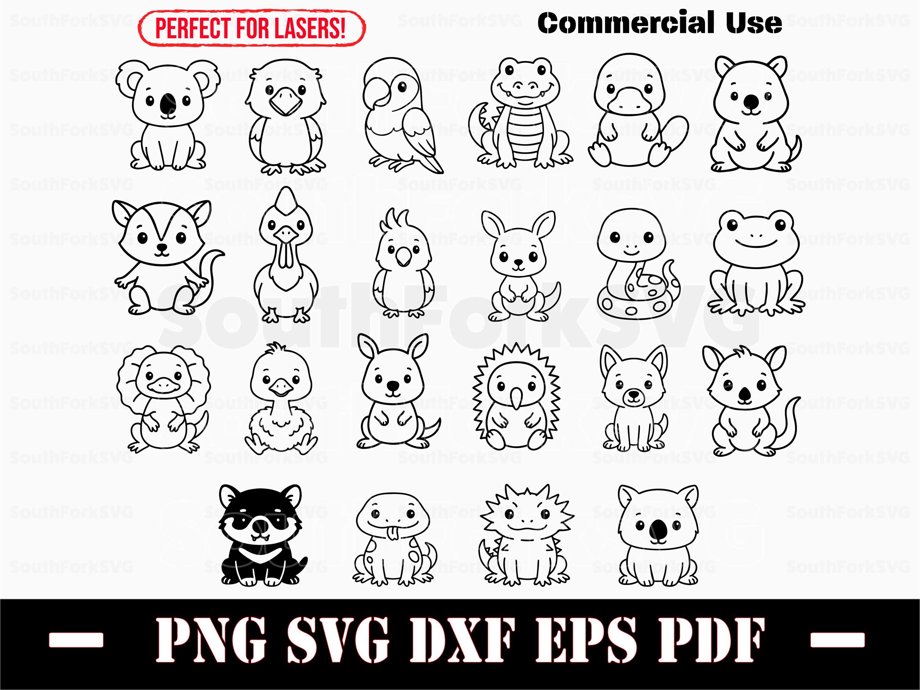 Cute Baby Australian Animals Bundle Svg Png Dxf Eps Pdf | Vector ...