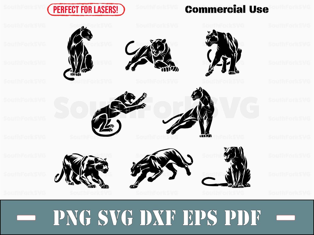 Panther Bundle Svg Png Dxf Eps Pdf Laser Cnc Vinyl Cut Print Dye Sub ...