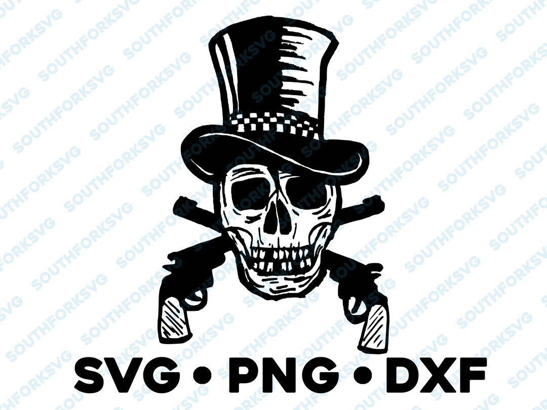 Skull With Guns SVG PNG DXF Cut File Vector Graphic Design Clip Art ...