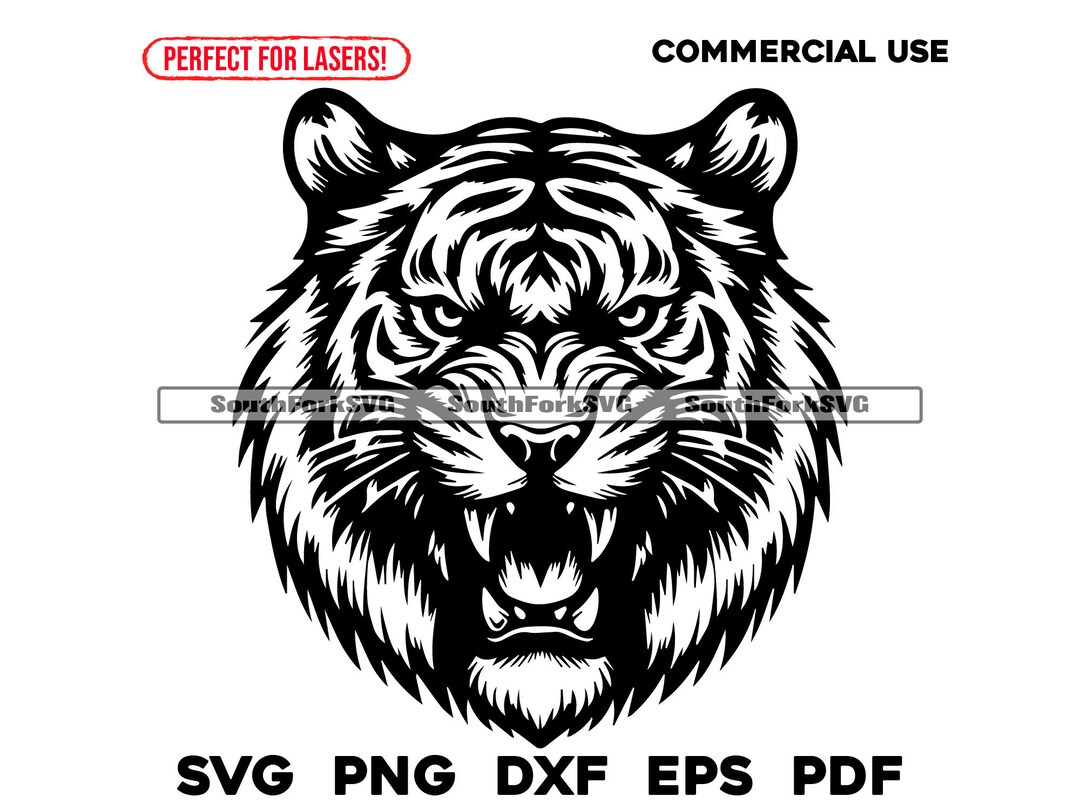 Angry Tiger Growling Design | Svg Png Dxf Eps Pdf | Vector Graphic Cut ...