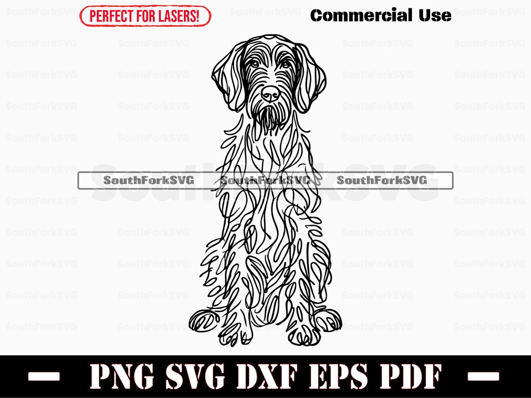German Wirehaired Pointer Dog Line Art | Svg Png Dxf Eps Pdf | Vector ...