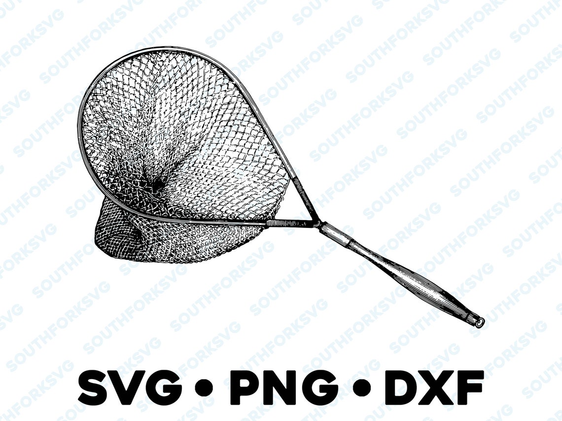 Landing Net Fly Fishing SVG PNG DXF Transparent Vector Graphic | Etsy