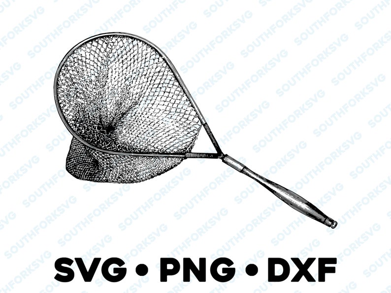 Landing Net Fly Fishing SVG PNG DXF Transparent Vector Graphic | Etsy