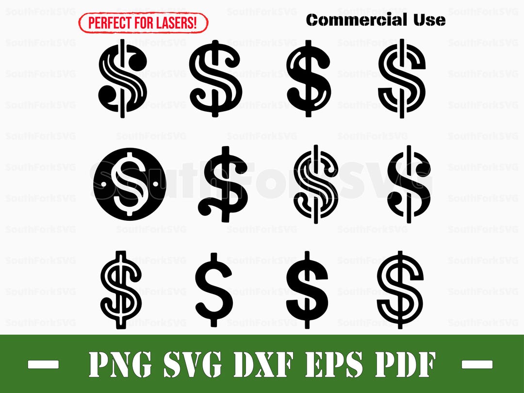 Simple Dollar Signs Bundle Svg Png Dxf Eps Pdf | Transparent Vector ...