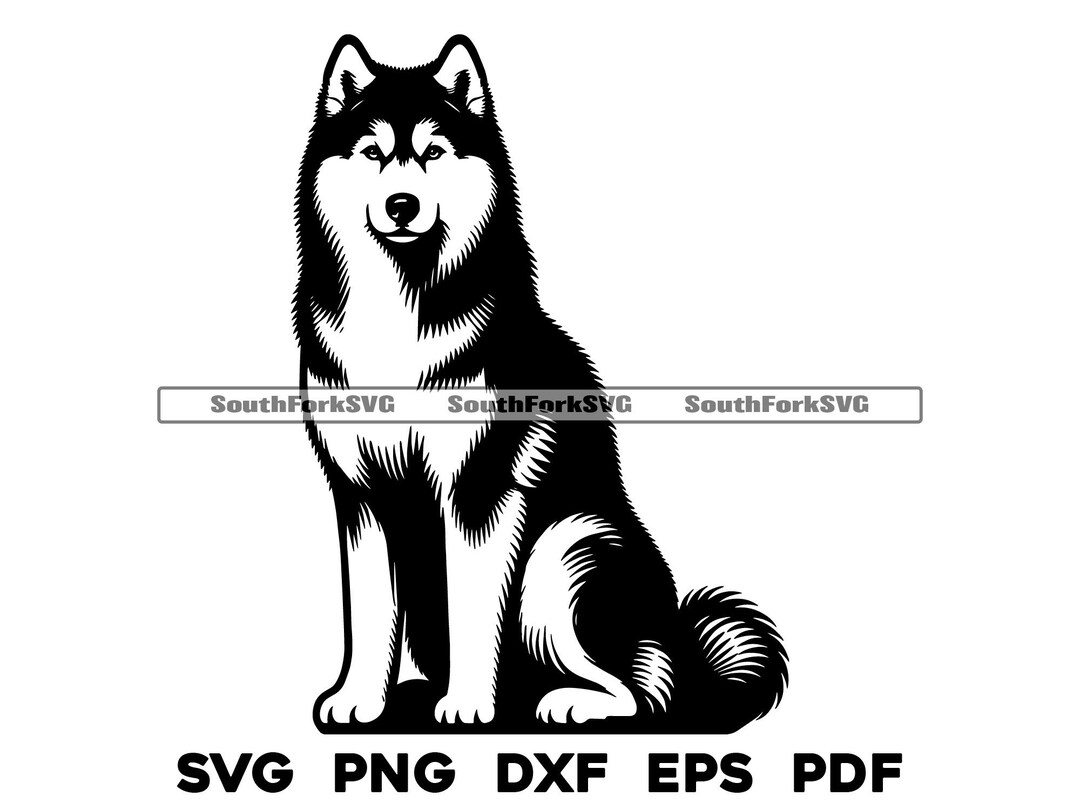 Siberian Husky Dog Sitting Design | Svg Png Dxf Eps Pdf | Vector ...