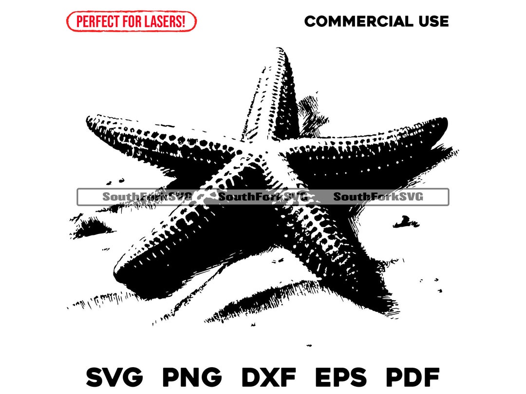 Laser Engrave File Starfish on the Beach Shore Svg Png Dxf Eps Pdf ...
