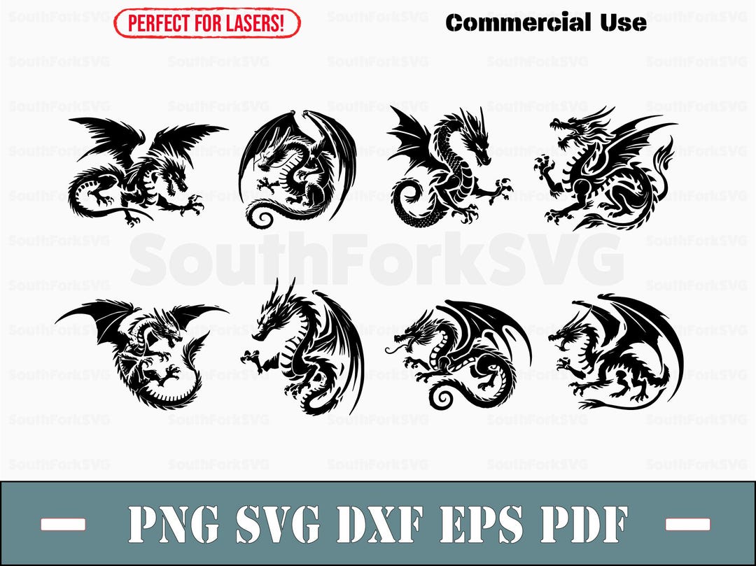 Dragon Design Bundle Svg Png Dxf Eps Pdf | Vector Graphic Cut Print Dye ...