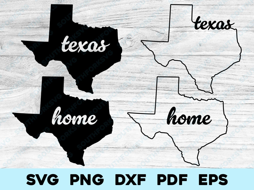 Texas State Outline + Silhouette Script Bundle | Svg Png Dxf Eps Pdf ...