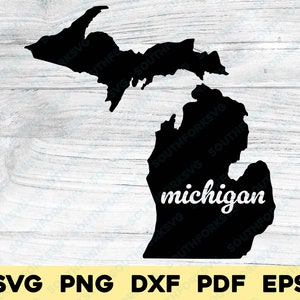 Michigan State Silhouette With Scripted Text Svg Png Dxf Eps Pdf Vector ...