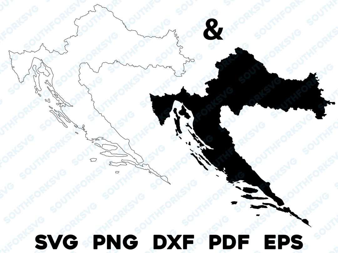 Kroatië land silhouet & omtrek vormen svg png dxf pdf eps vector ...
