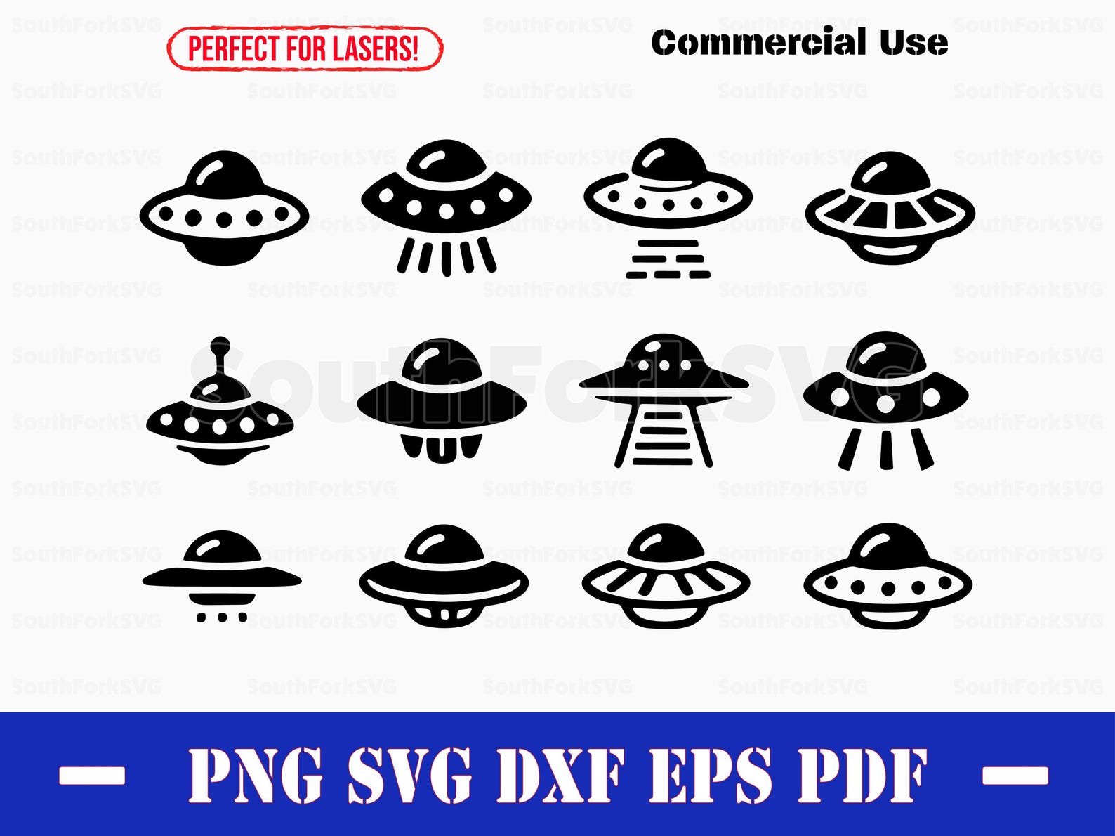 Simple UFO Doodles Bundle Svg Png Dxf Eps Pdf | Vector Graphic Cut ...