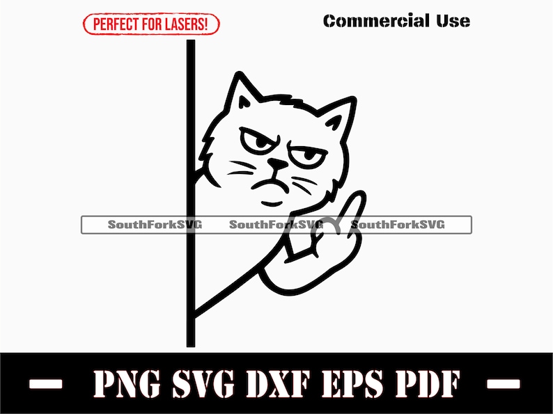 Peering Cat Middle Finger Svg Png Dxf Eps Pdf | Vector Graphic Cut ...