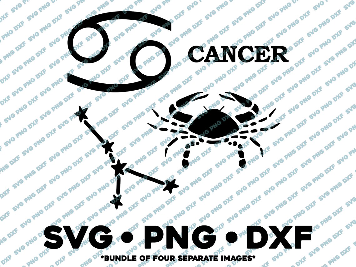 Cancer Zodiac Bundle SVG PNG DXF Cut File Silhouette Cameo Star Sign ...