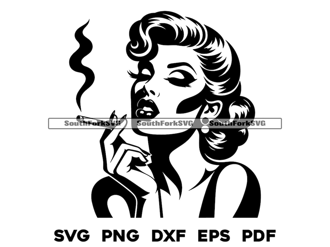 Pinup Girl Smoking Svg Png Dxf Eps Pdf Files | Cut Print Laser ...