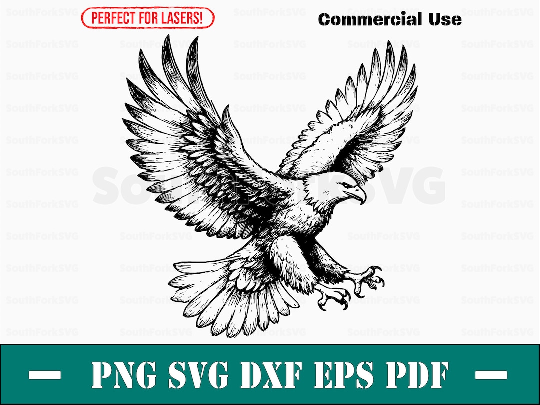 Laser Engrave Files Bald Eagle Svg Png Dxf Eps Pdf | Vector Graphic Cut ...