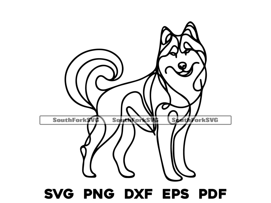 Siberian Husky Dog Line Art Design | Svg Png Dxf Eps Pdf | Vector ...