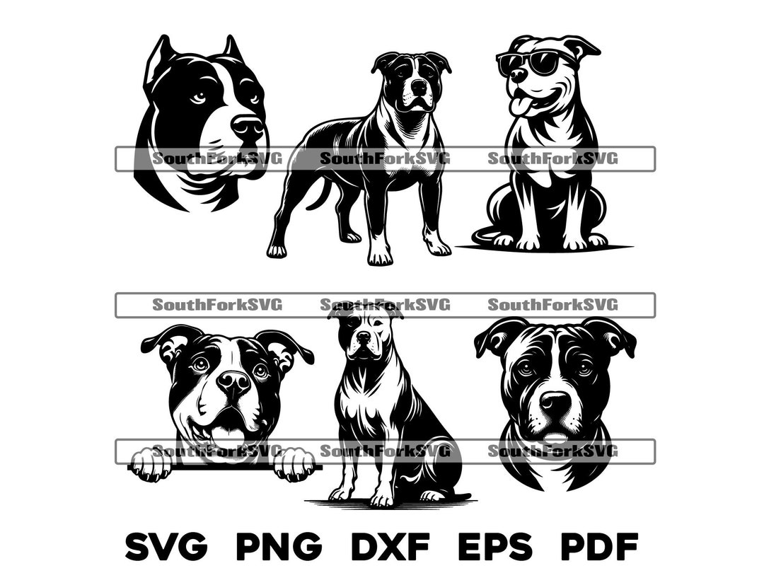 Pitbull Design Bundle Pack in Svg Png Dxf Eps Pdf | Vector Graphic Cut ...