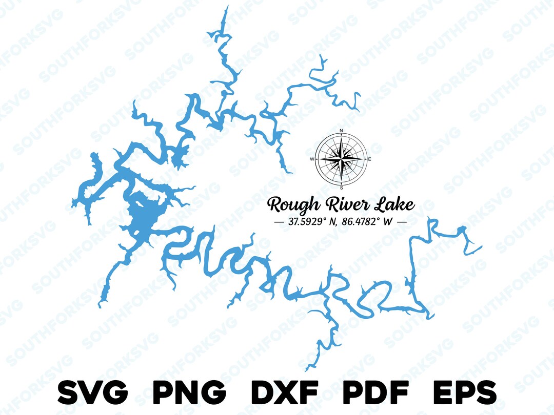 Rough River Lake Kentucky Map Shape Silhouette Svg Png Dxf Pdf - Etsy