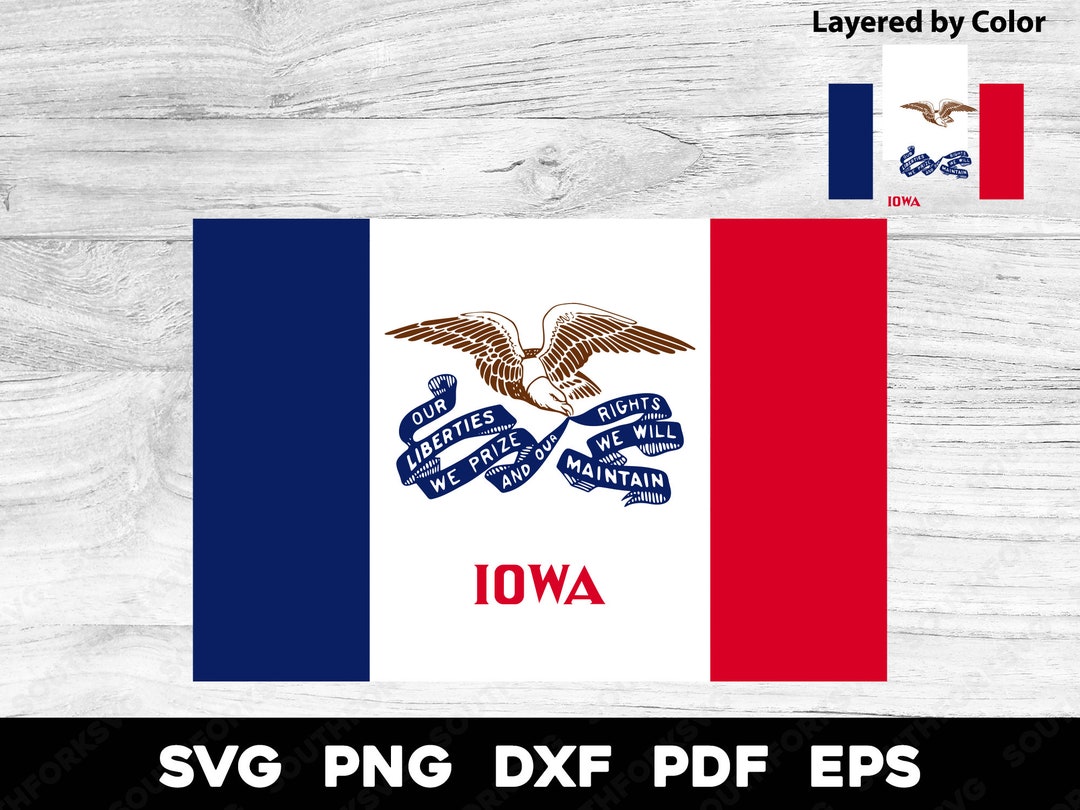 Iowa State Flag | Svg Png Dxf Eps Pdf | Layered by Color Vector Graphic ...