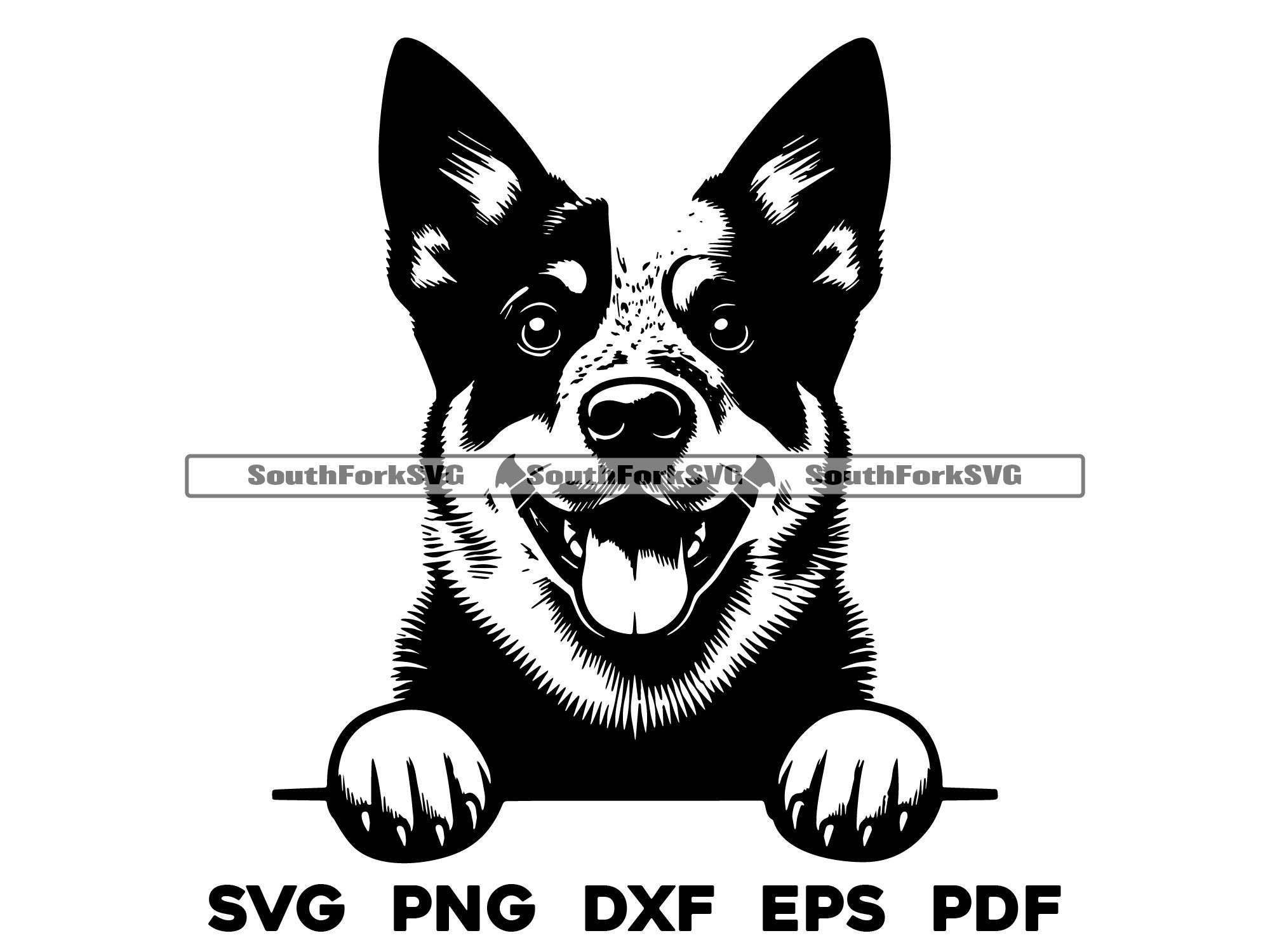 Peeking Blue Heeler Dog Head Design | Svg Png Dxf Eps Pdf | Vector ...