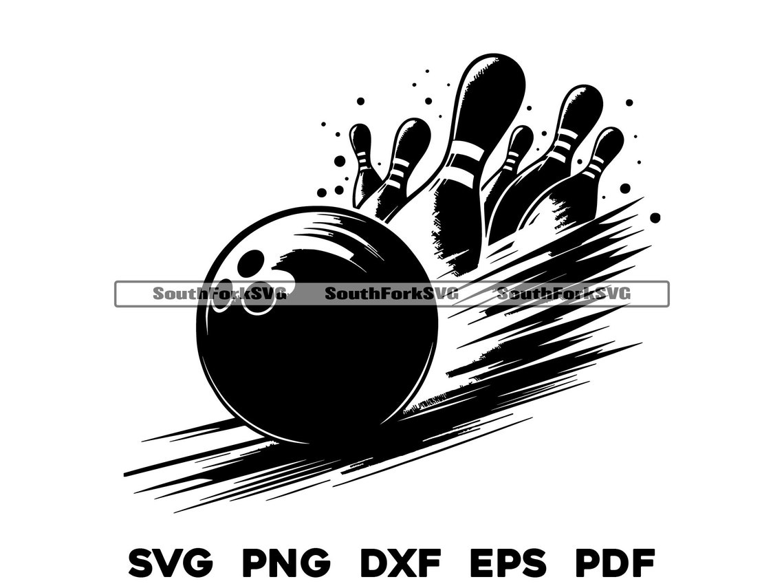 Bowling Ball Striking Pins Design | Svg Png Dxf Eps Pdf | Transparent ...