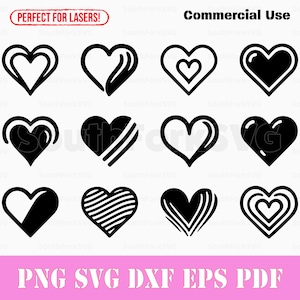 Paquete SVG de corazones simples svg png dxf eps pdf / gráfico ...