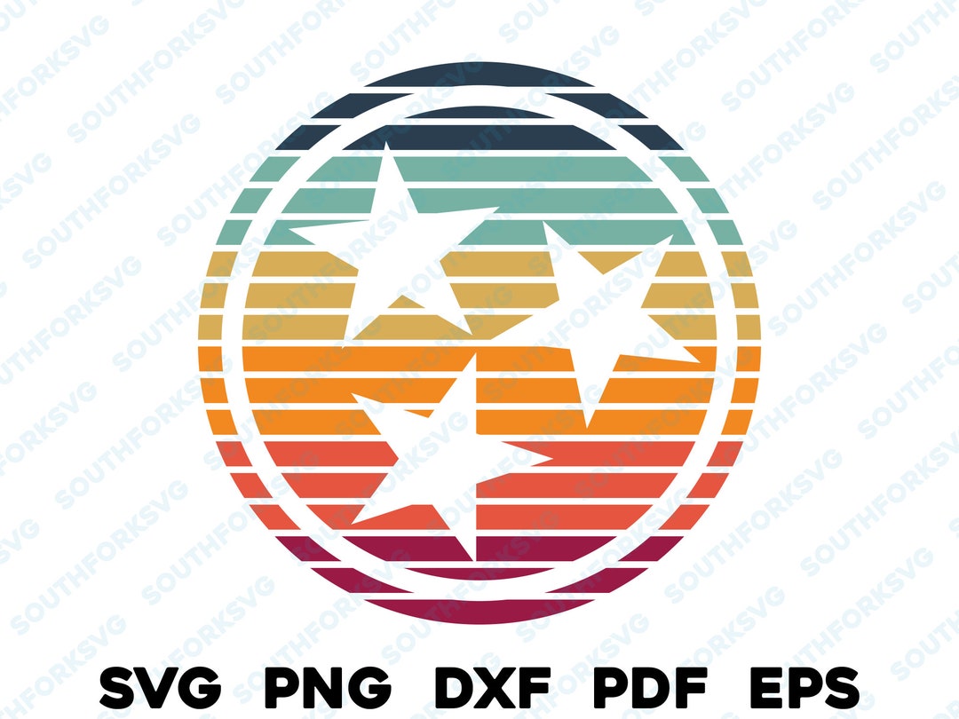 Retro Sunset Tennessee Tri-star Svg Png Dxf Eps Pdf Layered by Color ...