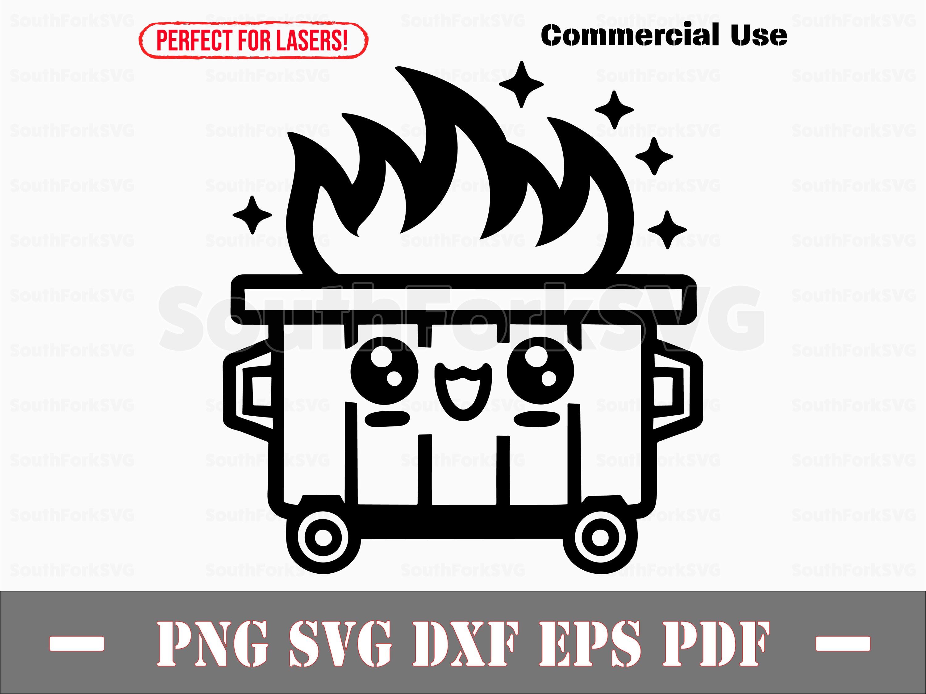 Cute Dumpster Fire Svg Png Dxf Eps Pdf | Laser Engrave Cut Print Files ...