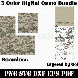 Digital Camo Bundle 3 Color Seamless Pattern | Svg Png Dxf Eps Pdf ...