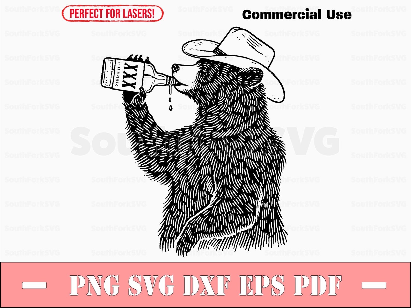 Bear Drinking Moonshine Svg Png Dxf Eps Pdf | Laser Engrave Cut Print ...