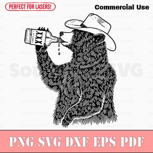 Bear Drinking Moonshine Svg Png Dxf Eps Pdf | Laser Engrave Cut Print ...