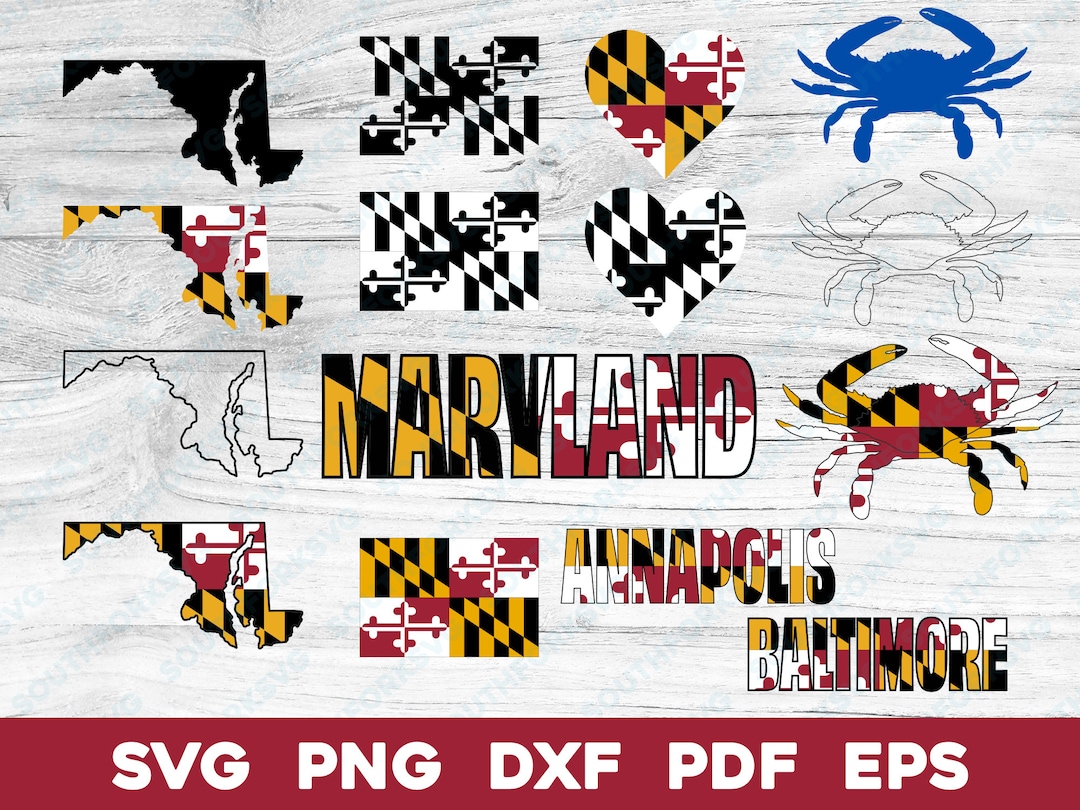 Maryland State Flag Design Bundle Svg Png Dxf Eps Pdf | Vector Graphic ...