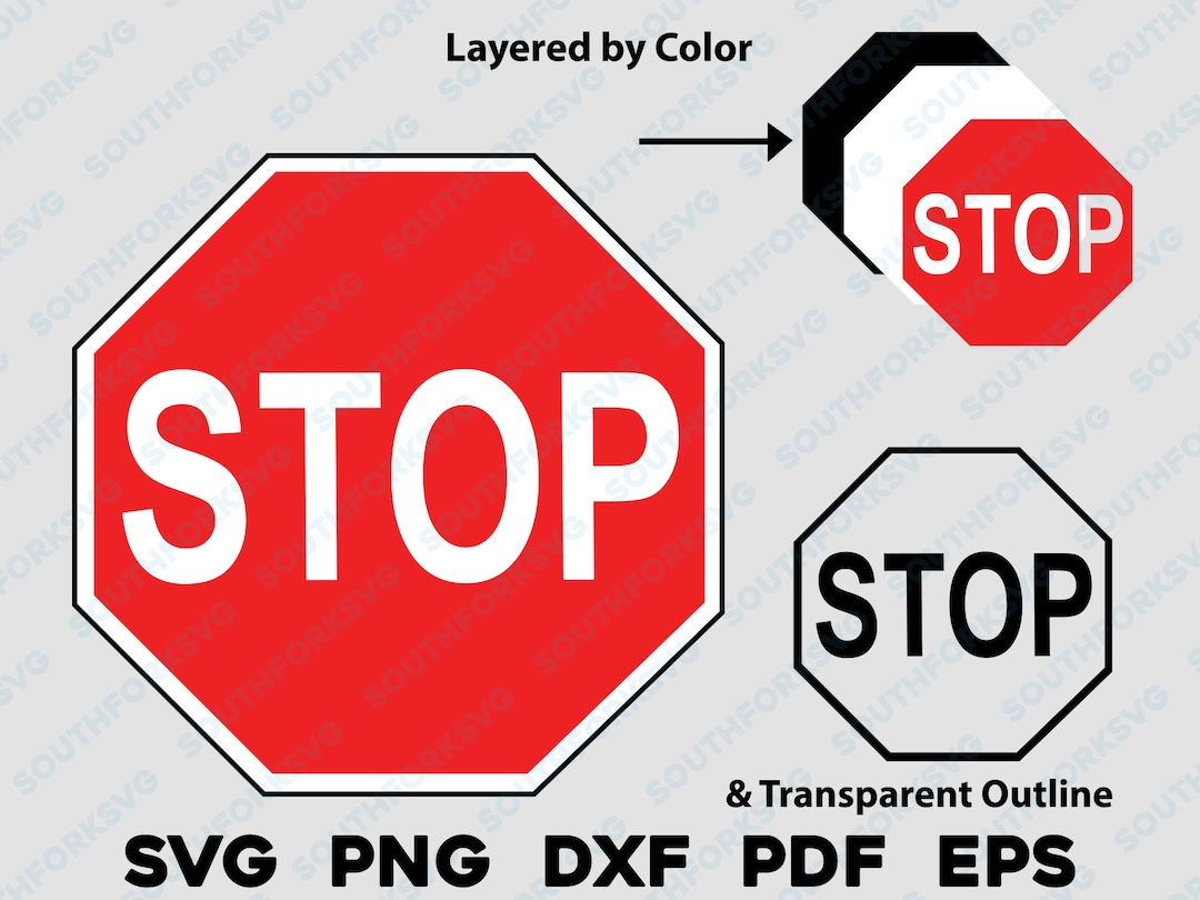 Stop Sign Logo Symbol Svg Png Dxf Eps Pdf Layered by Color Cut File ...